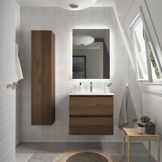 Cygnus Bath Meuble de salle de bain BEQUIA 70cm Noyer Vasque Porcelaine