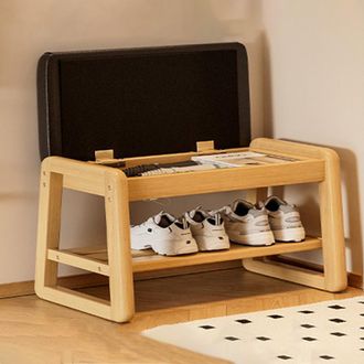 Generic 2-stöckige Eingangsbank Mit Kissen Und Aufklappbarem Schuhregal - Kiefer, 39,4 X 14,2 X 16,5 Zoll(Pineb,31.5 * 14.2 * 16.5in)