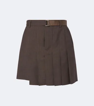 sacai Jupe-short asym&eacute;trique en laine