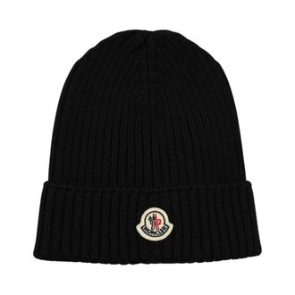 Moncler unisex, Accessoires, Noir, Taille: ONE Size Rib Knit Beanie