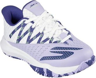 Skechers Womens Viper Court Rally Sneaker, White Leather Purple Mesh, 39 EU