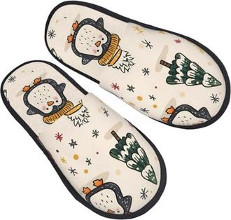 Generic Pantoufles dhiver en forme de pingouin pour femme et homme - Motif sapin de No&euml;l - Antid&eacute;rapantes - Confortables - En mousse &agrave; m&eacute;moire de forme - Pour