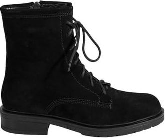 Desa Bottes pour Femme - Tige en Cuir, Fermeture &agrave; Lacets, Bout Rond, Talon Plat, r&eacute;sistantes &agrave; la Neige | Noir - 36