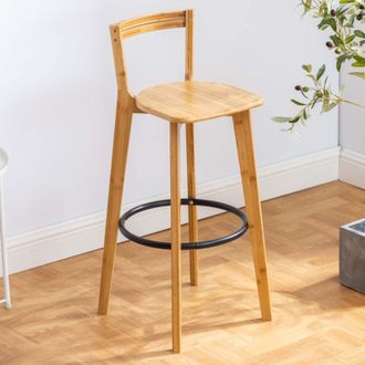 Generic Bambus-Stehstuhl mit ergonomischer R&uuml;ckenlehne - Moderner Barhocker (60/70 cm) f&uuml;r K&uuml;che, Esszimmer, Caf&eacute; und Bar - Einfache Montage, stilvolles Desig