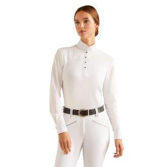 Ariat Womens Bellatrix Show Shirt Long Sleeve in White, Size X-Large, by Ariat