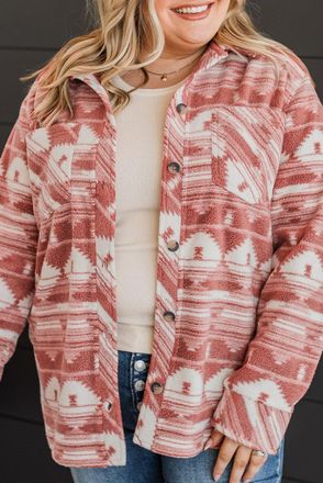 Azura Exchange Fleece-Shirt mit geometrischem Muster, entspannter Schnitt