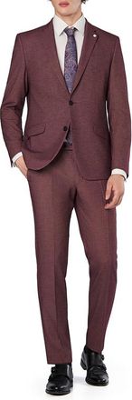 Digel Herren Anzug rot meliert Slim Fit