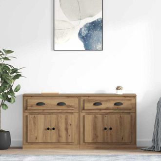 vidaXL vidaXL Buffets avec tiroir 2 pcs Ch&ecirc;ne artisanal 70 x 35,5 x 67,5 cm