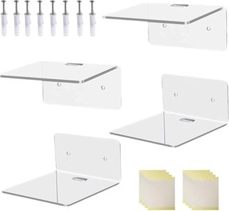 Generic Acryl Regale f&uuml;r die Wand,4 St&uuml;cke Dekorativ Multifunktion - 10 cm Schlafzimmer Schwebendes B&uuml;cherregal - F&uuml;r Aufbewahrung Schlafzimmer K&uuml;che B&uuml;cherre
