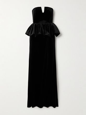 Self Portrait Tr&auml;gerloses Maxikleid Aus Samt Mit Sch&ouml;&szlig;chen Und Cut-out - Schwarz