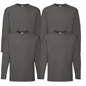 Fruit Of The Loom 4er Herren Longsleeve Baumwolle Tshirt Langarm Shirt Sets Verschiedene Farbsets M L XL 2XL 3XL 4XL 5XL & HLKauf-Block (3XL, 4X Graphit & 1x HLKauf-Blo