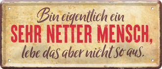 Generic Blechschild Bin eigentlich ein sehr netter Mensch 28x12cm Geschenk Lustige Sprüche Feier Vintage Retro Geburtstag Deko Party Überraschung Fan Sarkasmu