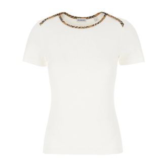 Burberry Femme, Tops, Blanc, Taille: 38 FR Logo Cotton T-shirt