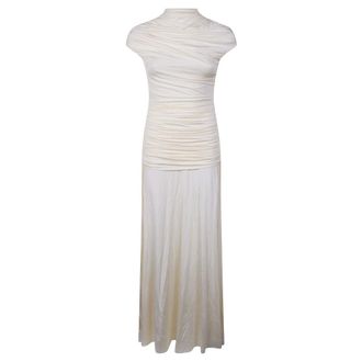 Self Portrait Femme, Robes, Jaune, Taille: 38 FR Robe Maxi Moulante Drap&eacute;e en Jersey