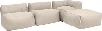 Icon Brand Zen Modular Sofa für Erwachsene, Beige, Olefin Stoff für Drinnen und Draußen, 3 Sitzer Ecksofa, Bequemer Sitzsack Sofa mit Schaumstoff Füllung, Garten