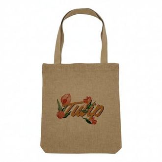 Fabulous Sac Shopping Tote Bag Aspect Lin - Tulip Flowers Minimalist Chic Garden Love - Sac de Courses Toile Epaisse 360g Beige Naturel Cabas Port&eacute; Epaule Soli