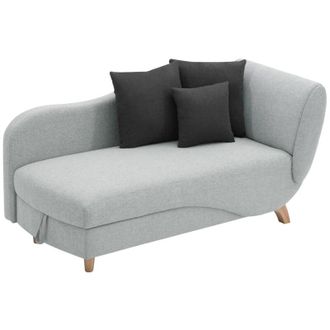 Vente-Unique Vente-unique - Méridienne gauche convertible en tissu gris clair avec coffre de rangement penelope