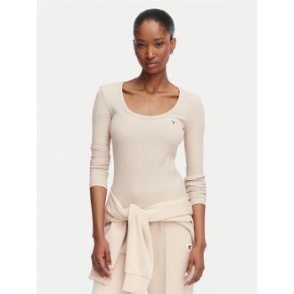 Guess Bluse V4BP07 K8RT2 Beige Slim Fit