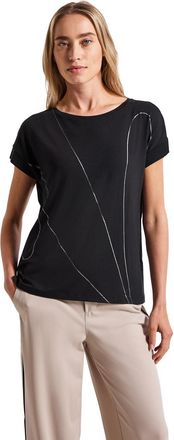 Street One Damen 3227730 Shirt mit feinen Linien, Black, 38