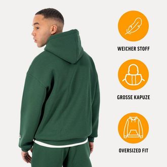 Smilodox Hoodie Oswin, Oversized Pullover Herren, Sweater mit Frontprint und Kapuze Baggy Fit, Weiches Sweatmaterial, ideal f&uuml;r Gym & Freizeit
