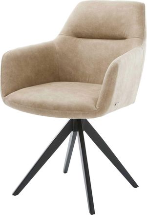 DELIFE Polsterstuhl Pejo-Flex Kreuzgestell kantig Schwarz Mikrofaser Beige Vintage Taschenfederkern