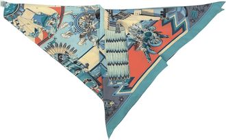 Herm&egrave;s T&uuml;cher & Schals - Hermes Kashina triangle scarf, orange/turquoise / - Gr. unisize - in Orange - f&uuml;r Damen