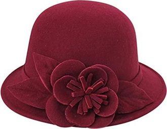 Generic Chapeau en tissu pour femme - Automne et hiver - Motif fleurs - Haut rond - D&eacute;contract&eacute; - Petit chapeau melon - Chapeau cloche chaud, J, M