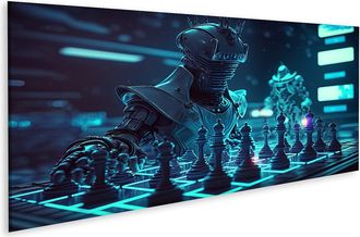 Islandburner Bild auf Leinwand Künstliche Intelligenz Roboter spielt Schach Zukunftskonzept Bilder Wandbilder Poster
