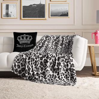 Juicy Couture Luxuri&ouml;se &Uuml;berwurfdecke f&uuml;r Couch, 127 x 177,8 cm, Regent Leopardenmuster, Pl&uuml;schdecke und gem&uuml;tliche &Uuml;berwurfdecke, dekorative Decken f&uuml;r Sofas, &Uuml;ber