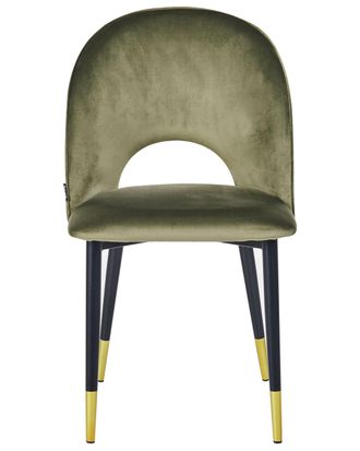 Beliani Esszimmerstuhl 2er-Set Samt gr&uuml;n runde Sitzfl&auml;che Metallbeine Retro Magalia