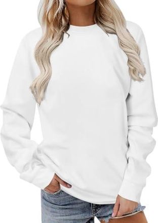 Onsoyours Sweat-shirt à col rond pour femme - Couleur unie - Long - Pull basique sans capuche - Élégant - Manches longues - Pour adolescentes et filles - Street