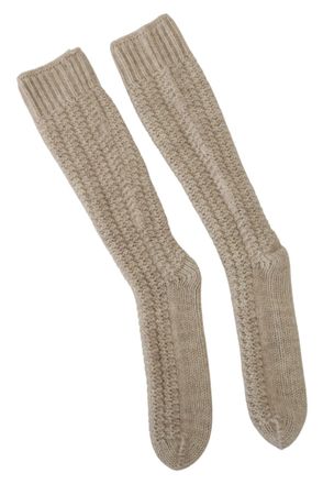 Dolce & Gabbana Beige Wool Knit Calf Long Women Socks Clothing