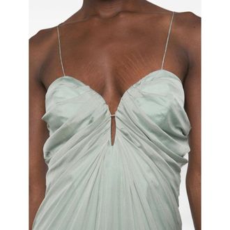 Raquel Diniz Draped Silk Dress - Green