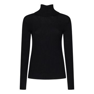 P.A.R.O.S.H. Schwarzer Gerippter Rollkragenpullover - - Knitwear - Damen - Schwarzk - XS