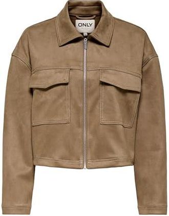 Only Onlstina Life Cc PNT Veste en daim synthétique pour femme, Cocoa crème, L