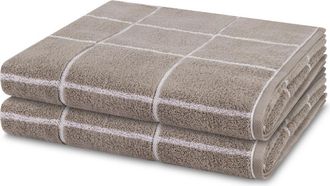 ROSS 2er-Set Duscht&uuml;cher Sensual Skin Karo - Walkfrottee 500 g/m&sup2;, 100% Baumwolle, Mit Aloe Vera Veredelt, Extra Saugstark & Hautfreundlich - Weiche & Nach