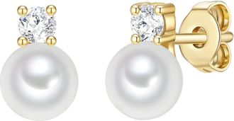 Trilani Ohrringe - Sterling Silber Ohrstecker Zirkonia S&uuml;&szlig;wasser-Zuch - Gr. unisize - in Gold - f&uuml;r Damen