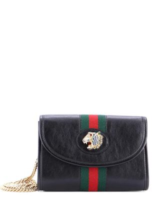 Gucci Rajah Web Chain Shoulder Bag Leather Mini crossbody bag - Noir