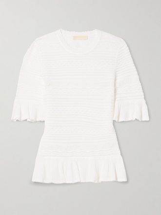 Ulla Johnson Flora Oberteil Aus Strick Mit R&uuml;schen - Elfenbein