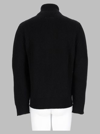 Maison Margiela Ribbed Wool Zip-Up Jacket - Black