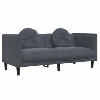 vidaXL Sofa mit Kissen 2-Sitzer Dunkelgrau Samt vidaXL138128