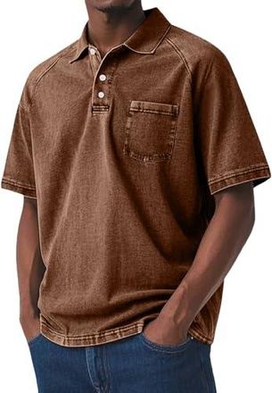 Generic Polo pour homme adulte, hauts d&eacute;t&eacute; surdimensionn&eacute;s &agrave; manches courtes, t-shirts d&eacute;lav&eacute;s pour homme, grand et grand, polo de travail, polo de golf, t-sh