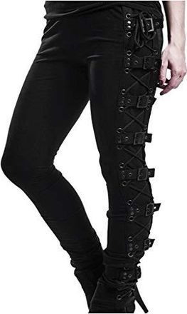 Generic Pantalon gothique pour femme - Grande taille - Lacets crois&eacute;s sur les c&ocirc;t&eacute;s - Sangle &agrave; boucle - Legging skinny Y2k Streetwear Hip Hop Punk Rocker Styl