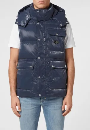 Philipp Plein Gilet matelass&eacute; en tissu technique avec capuche et poches
