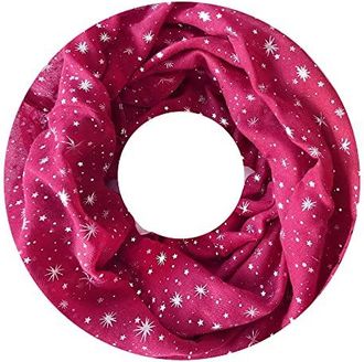 Lina & Lily &Eacute;charpe tube femme &agrave; &eacute;toiles argent&eacute;es (Rose fonc&eacute;)