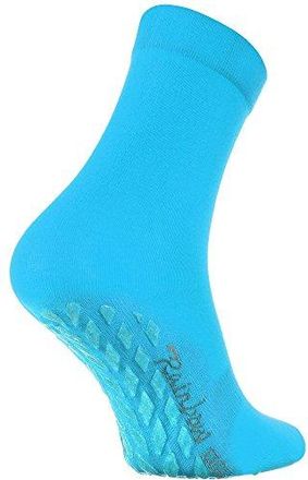 Rainbow Socks Femme Homme Chaussettes Antidérapantes ABS Colorées en Coton - 1 Par - Turquoise - Taille 36-38