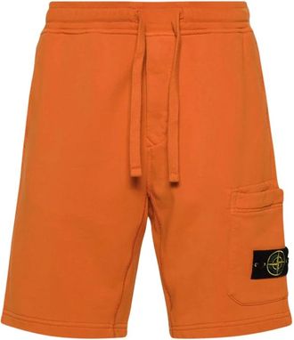 Stone Island Homme, Shorts, Orange, Taille: L Cotton Fleece Shorts