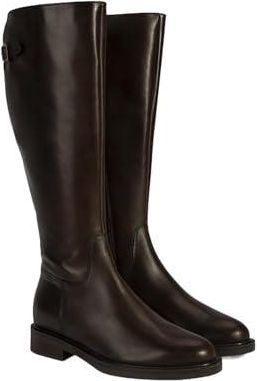 Desa Bottes déquitation pour Femme - Tige en Cuir, Doublure Textile, à Enfiler, Talon Plat, résistantes à la Neige | Brun - 36