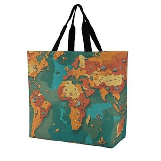 Generic Carte Du Monde De Rust Sac &Agrave; Bandouli&egrave;re L&eacute;ger Sacs R&eacute;utilisable Sac Fourre-Tout Pour Quotidienne Universit&eacute; Shopping