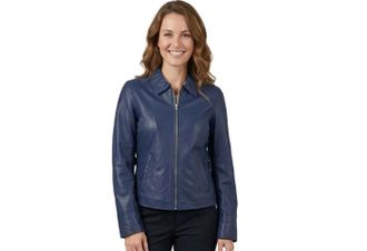 Jilani Lederjacke Alisa Jilani - Damen Lederjacke Lammnappa dunkelblau